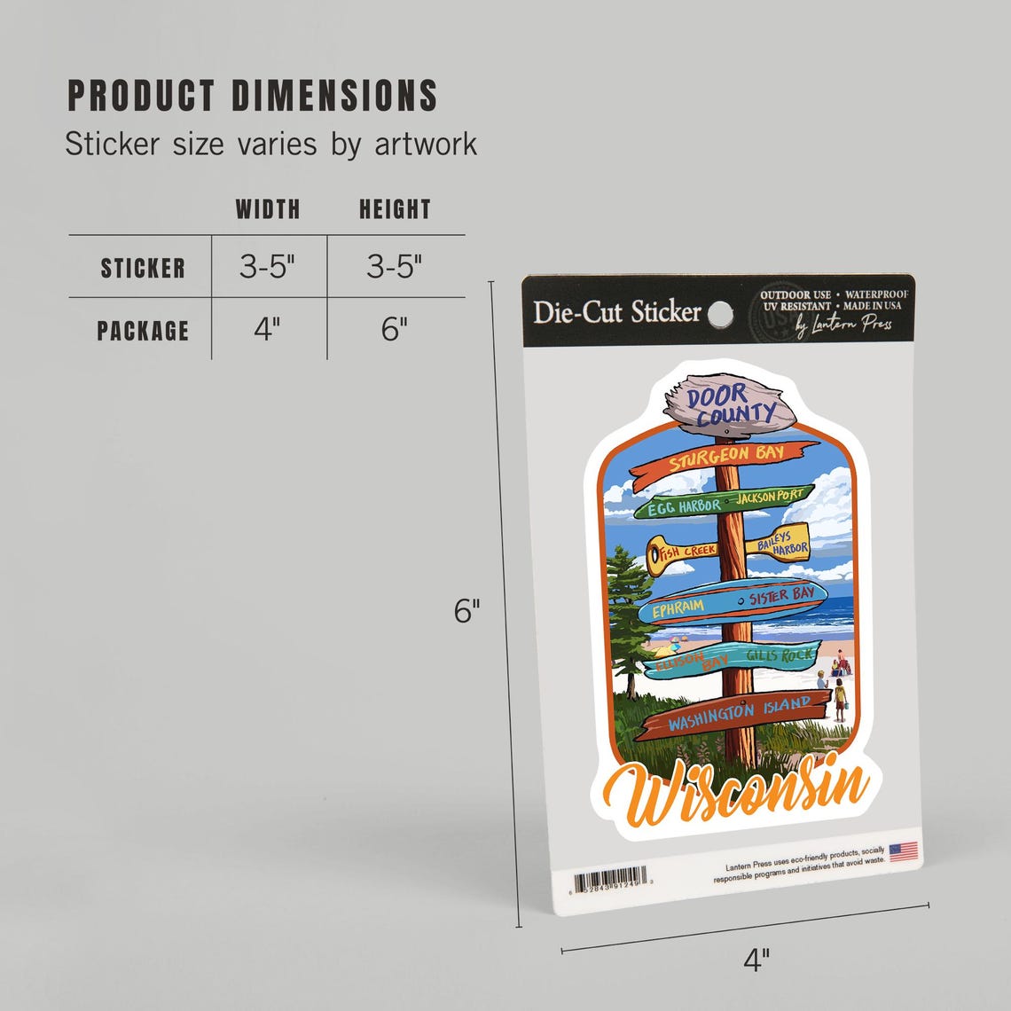 Sticker, Door County, Wisconsin, Sign Destinations, , Vinyl Die Cut ...
