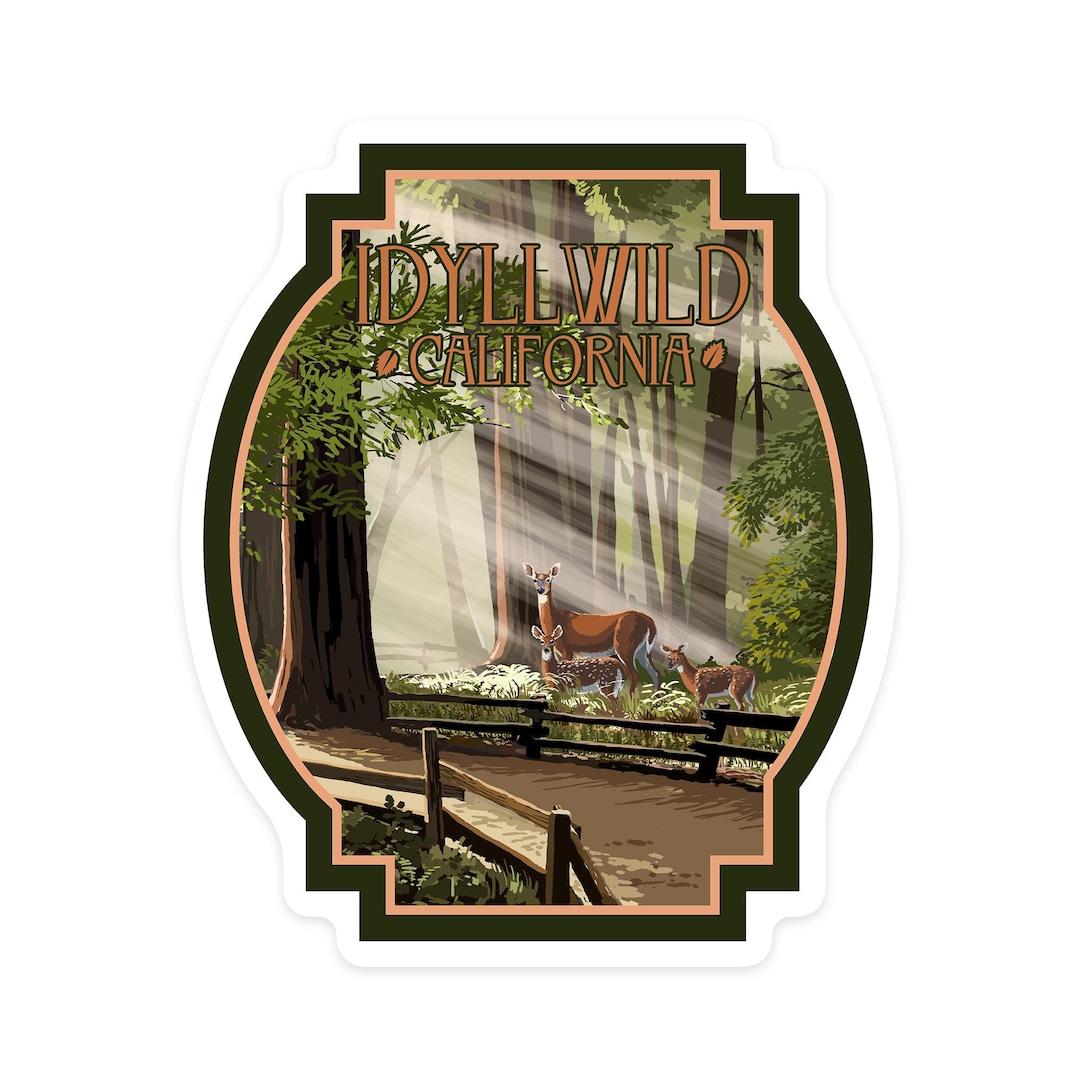 Sticker, Idyllwild, California, Deer and Fawns, , Vinyl Die Cut ...