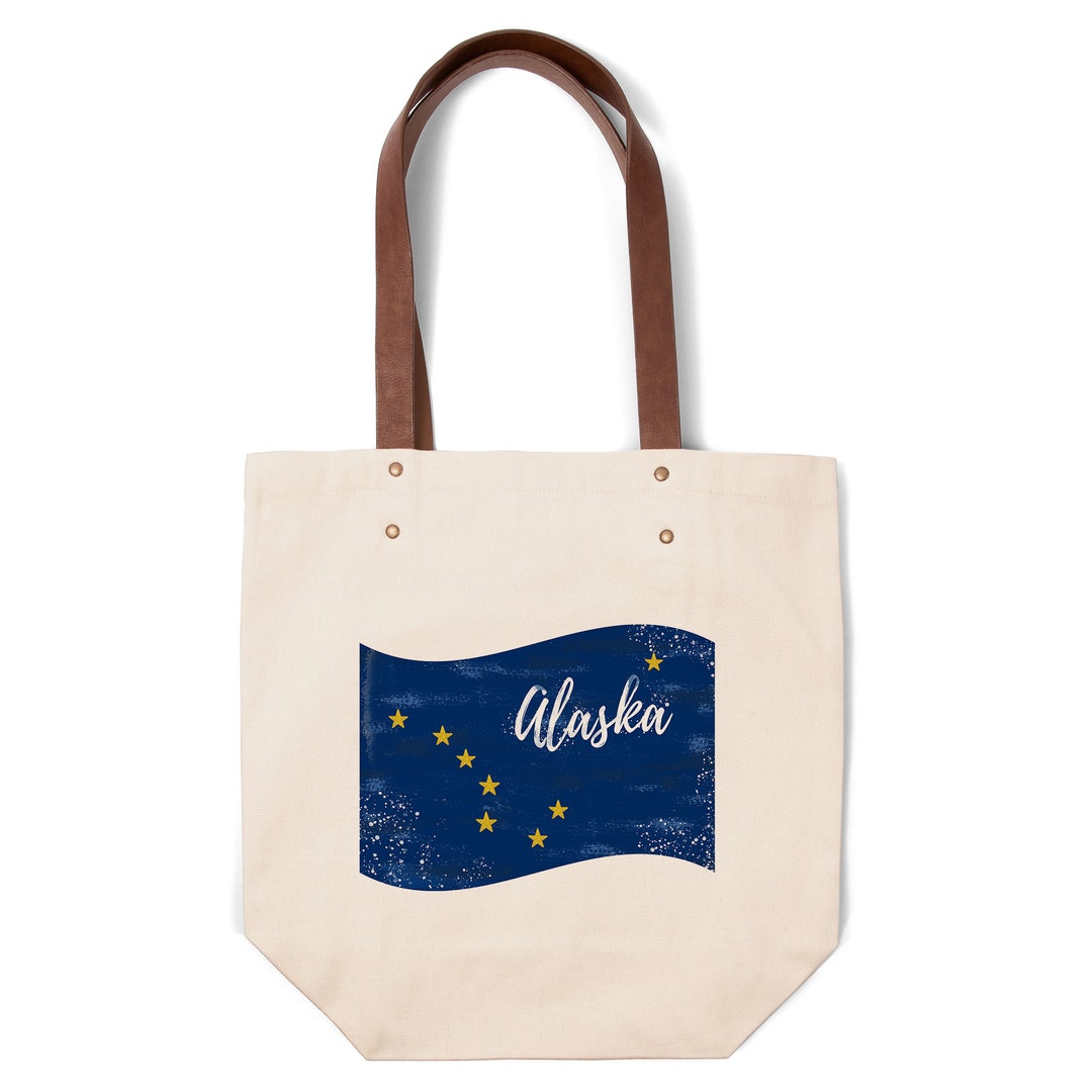 Deluxe Tote, Alaska, State Flag, Watercolor, Contour, Unique Art ...