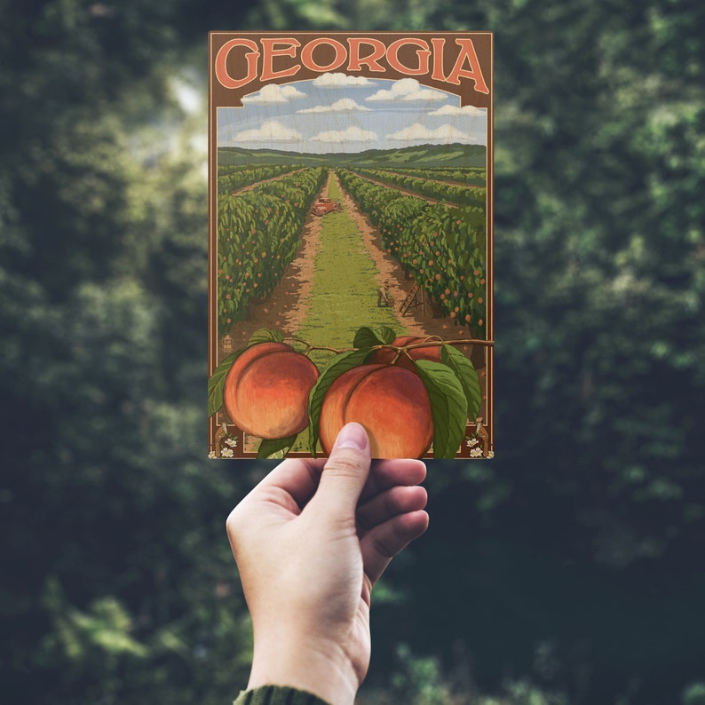 Birch Wood Georgia Peach Orchard Scene Sustainable Sign or - Etsy