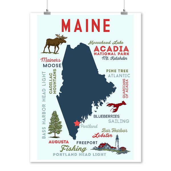 Maine Poster - Etsy