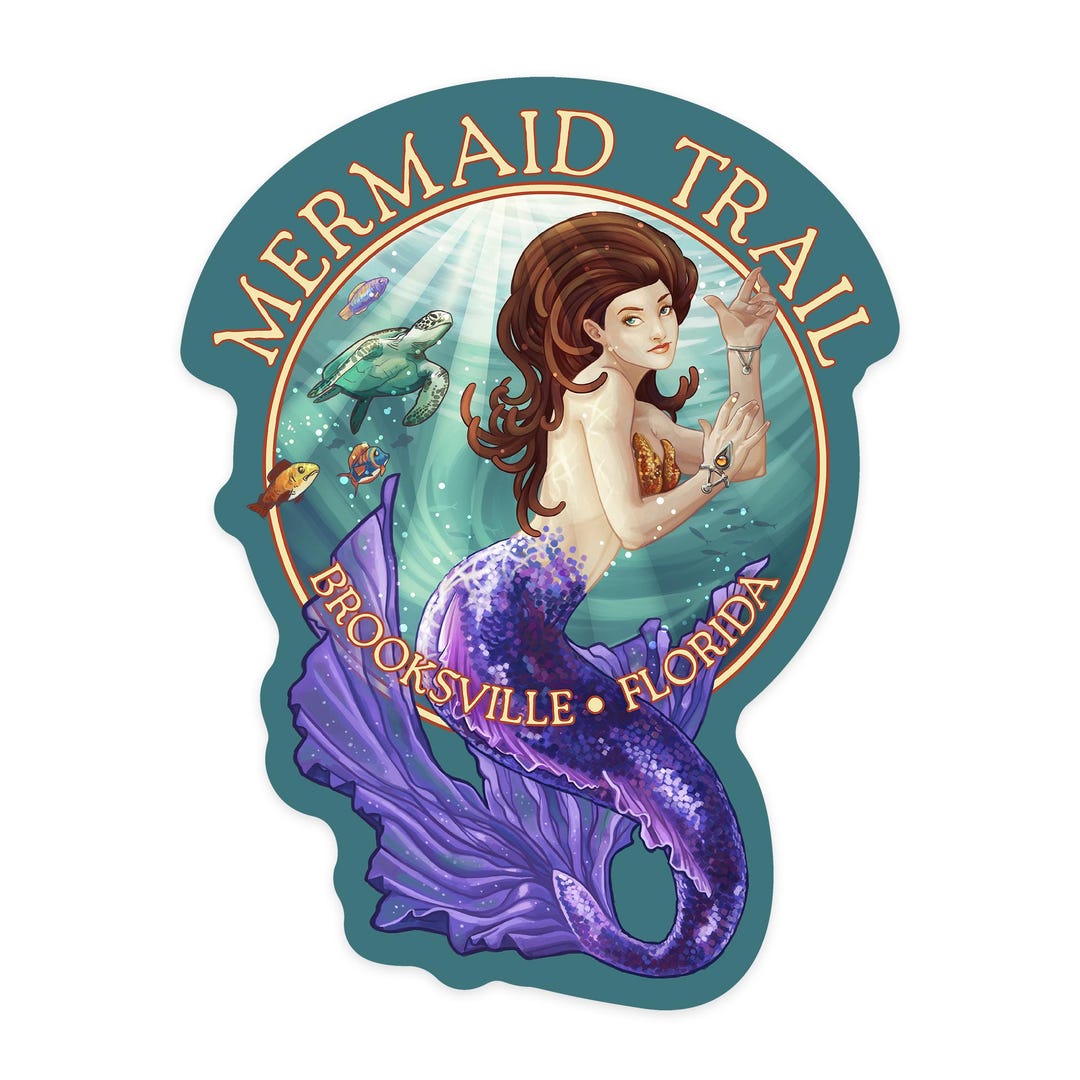 Sticker, Florida, Mermaid Trail, Purple Tail, Press Artwqork , Vinyl ...