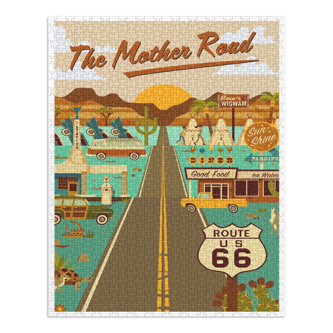 Puzzle Route 66 Mother Road Geometric Lantern Press | Etsy