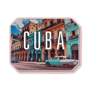 Sticker, Havana, Cuba, Vintage Car and Buildings, Contour , Vinyl Die ...
