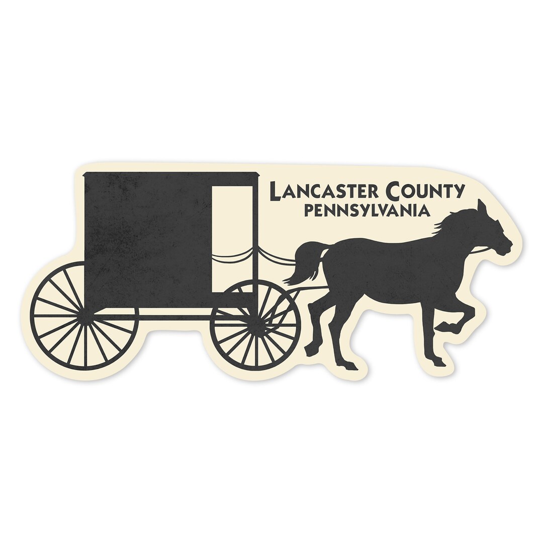 Sticker, Lancaster Horse and Buggy Outline, Contour, Lantern Press ...