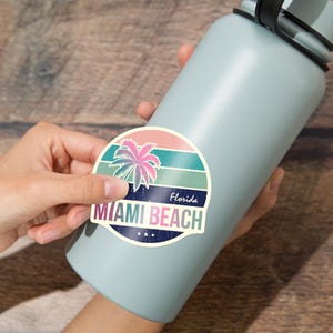 Sticker, Miami, Florida, Beach, Contour , Vinyl Die Cut, Waterproof ...