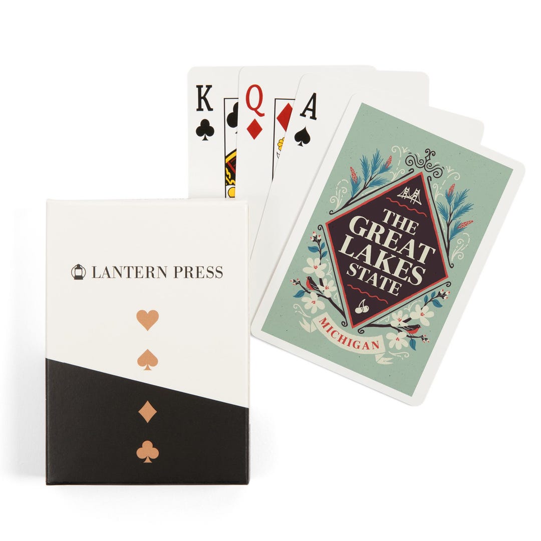 Playing Cards, Michigan, State Motto Crest, State Series, 52 Card Deck ...