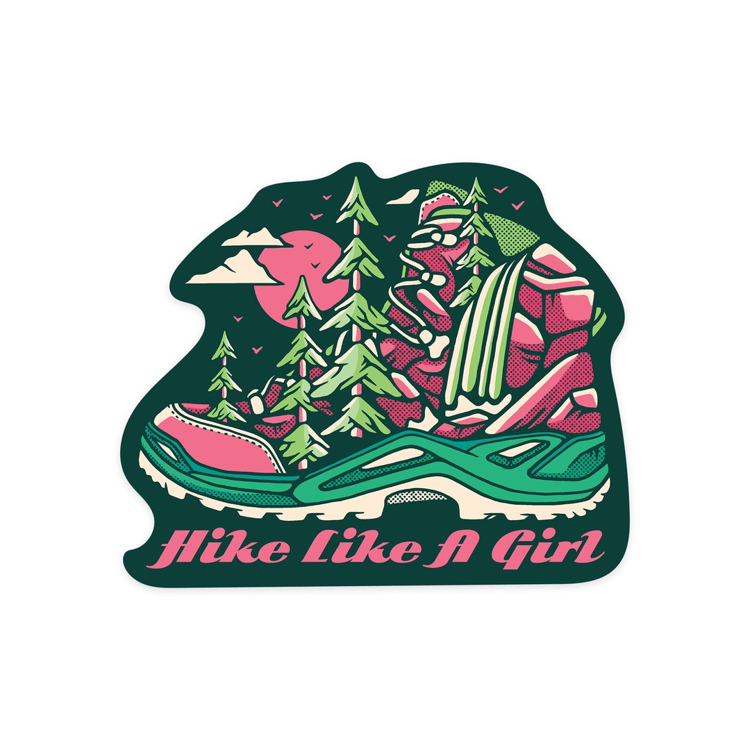 Sticker Hike Like a Girl Hiking Boot Lantern Press Artwork - Etsy
