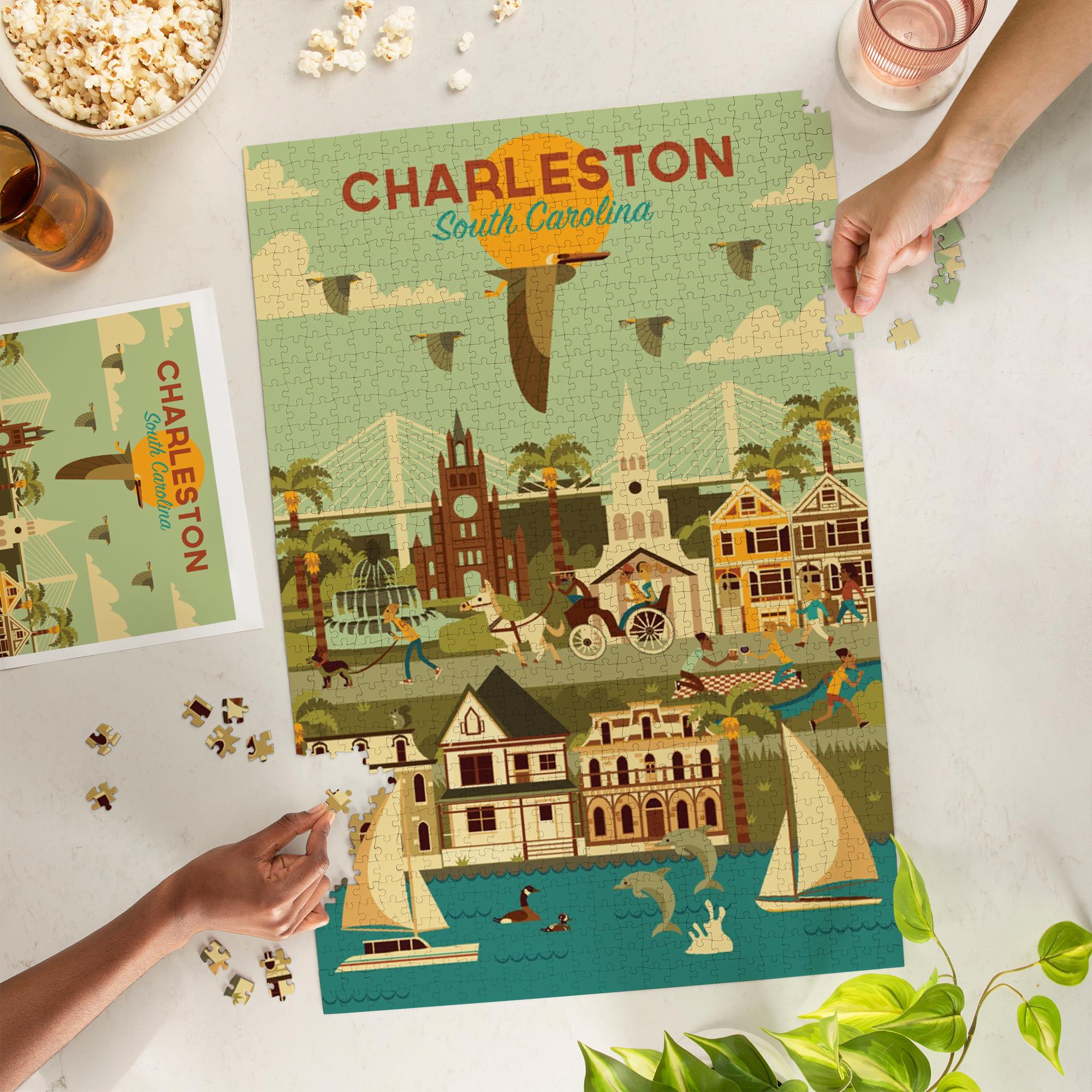 Puzzle, Charleston, South Carolina, Geometric City Series, 1000 Pieces ...