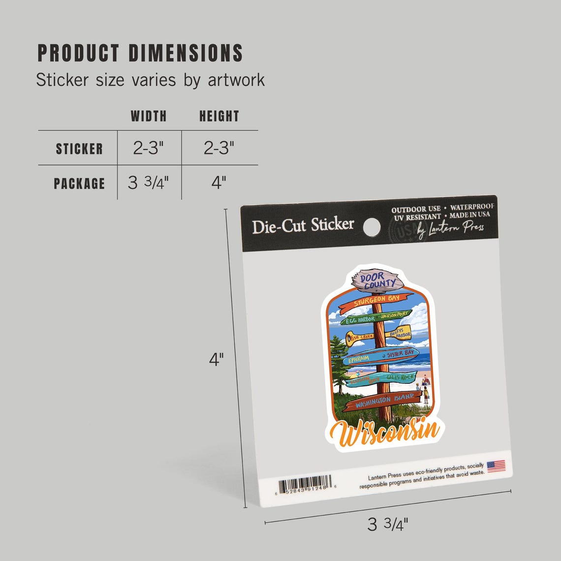 Sticker, Door County, Wisconsin, Sign Destinations, , Vinyl Die Cut ...