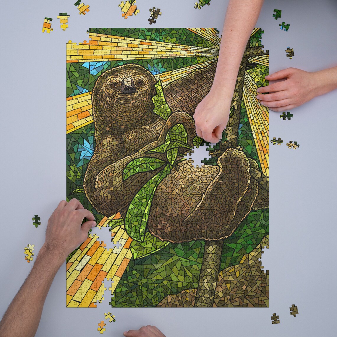 Puzzle Sloth Mosaic 1000 Pieces Unique Jigsaw Family - Etsy