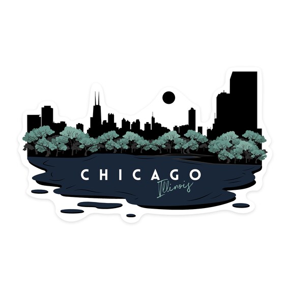 Sticker Chicago Illinois Vector City Skyline Contour | Etsy