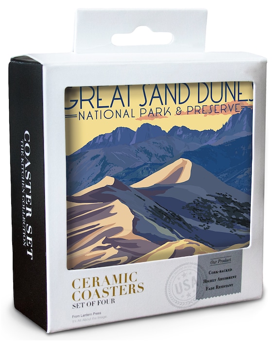 Lantern Press Coaster Set Absorbent Ceramic Unique Matching Art ...