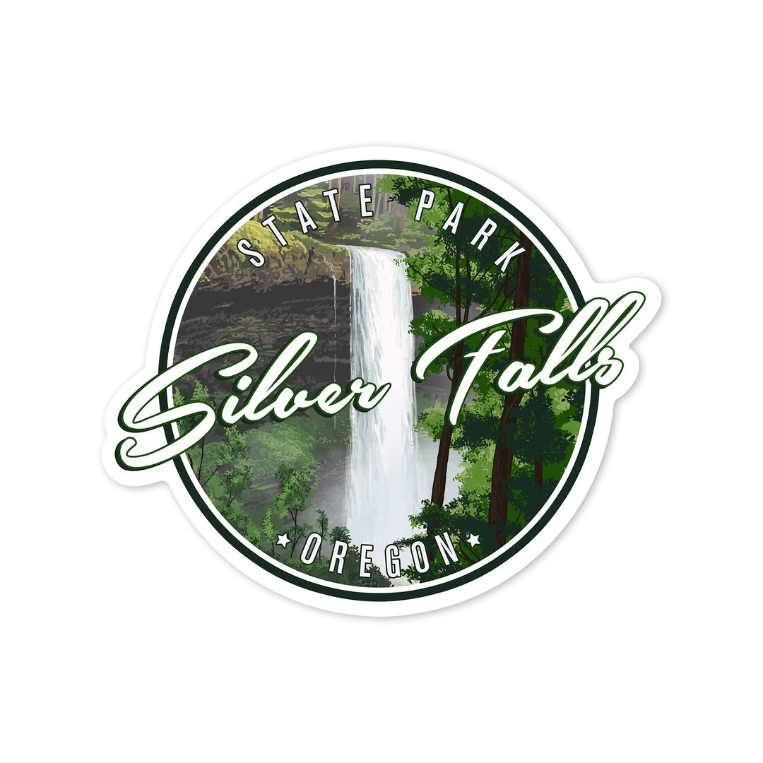 Sticker, Silver Falls State Park, Oregon, South Falls, Contour , Vinyl ...