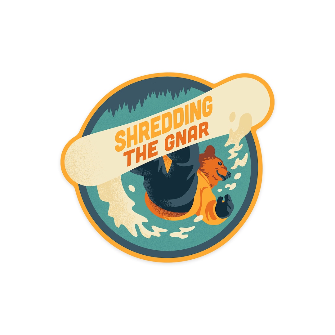 Sticker Shredding the Gnar Bear on Snowboard Lantern Press - Etsy
