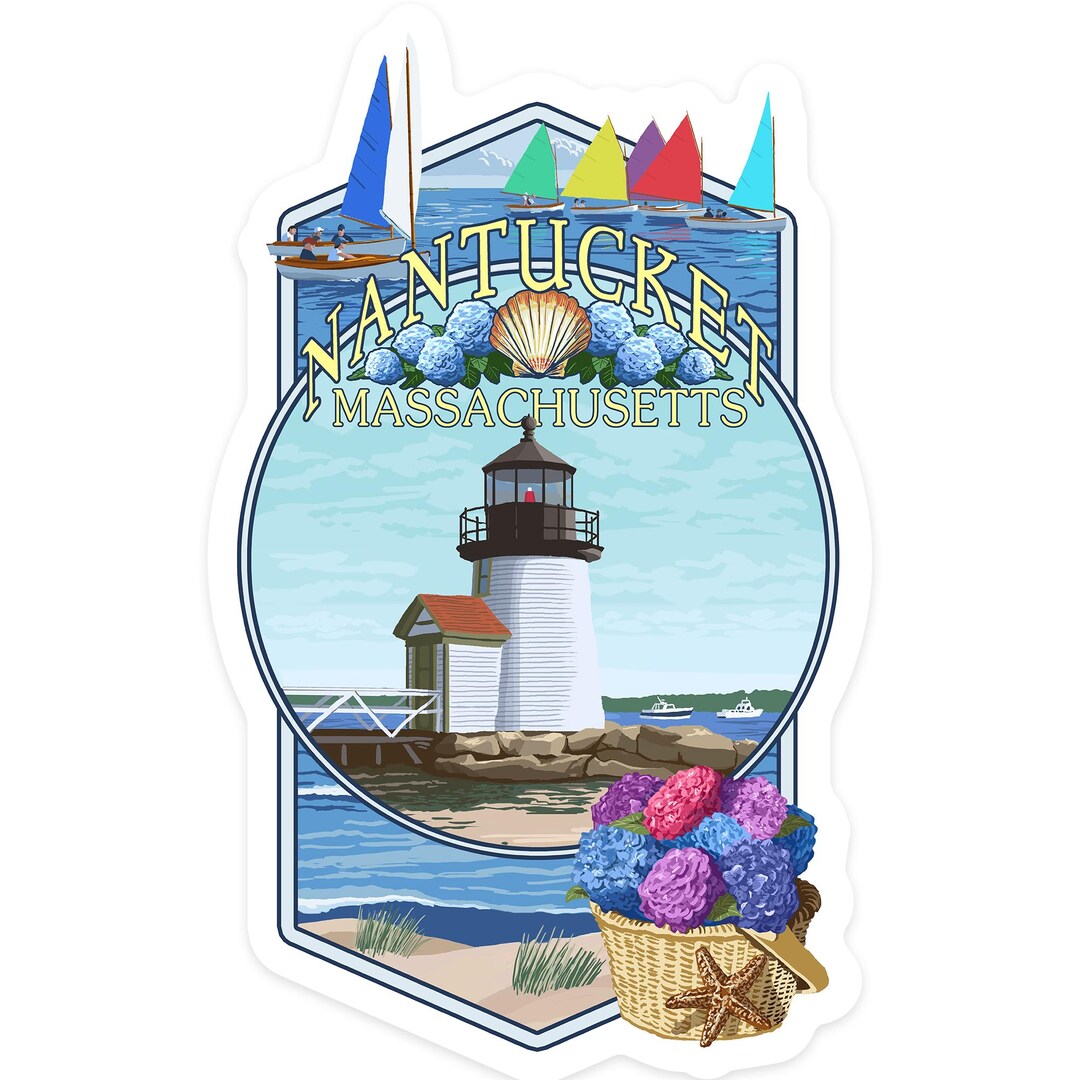 Sticker, Nantucket, Massachusetts, Montage, , Vinyl Die Cut, Waterproof ...