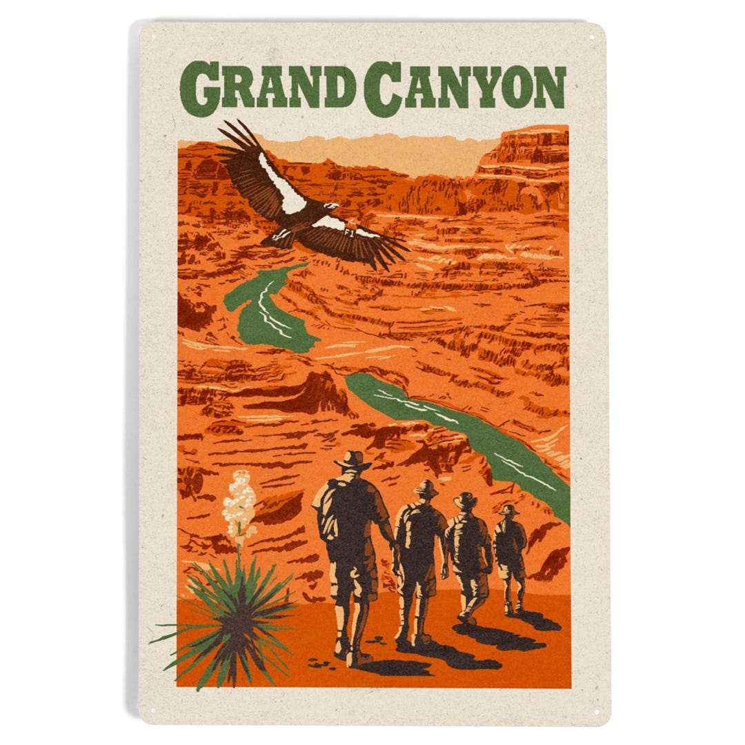 Metal Signs, Grand Canyon National Park, Arizona, Hikers Scene ...