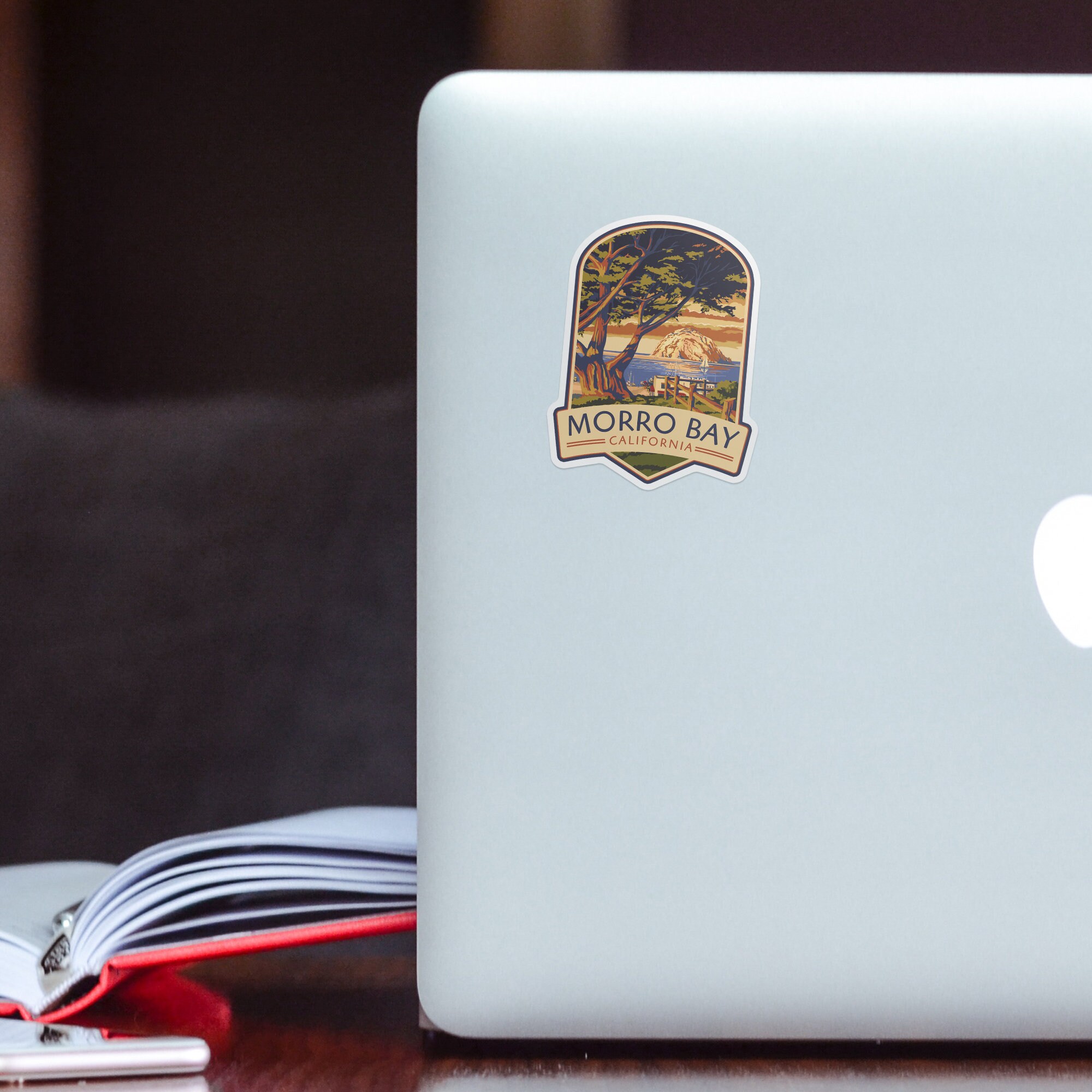 Sticker Morro Bay California Town View With Morro Rock | Etsy