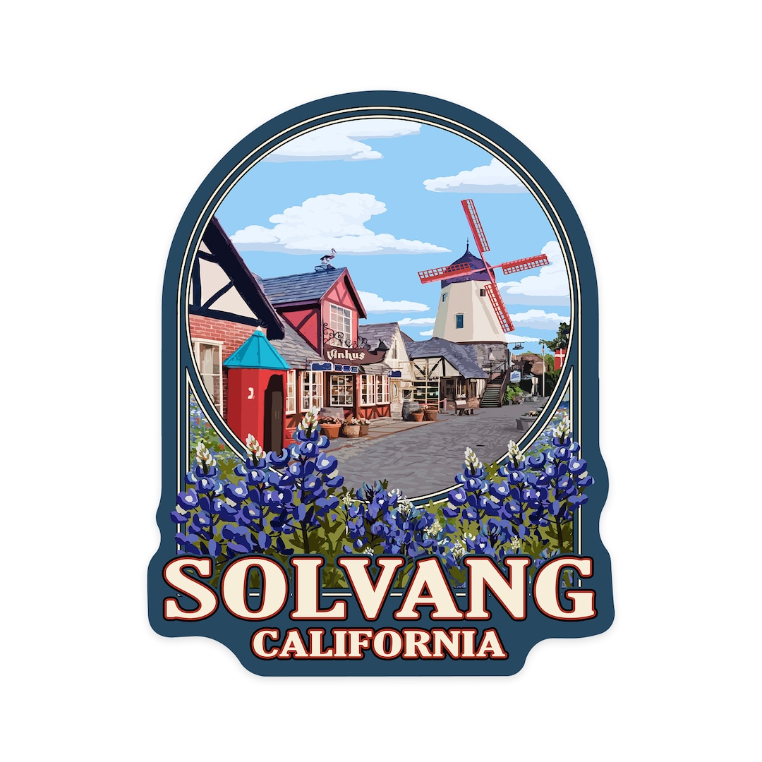 Sticker Solvang California Montage With Flowers Contour - Etsy