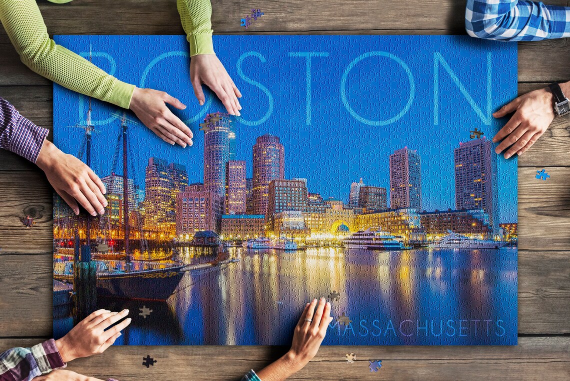 Puzzle Boston Massachusetts Fan Pier at Night 1000 Pieces - Etsy