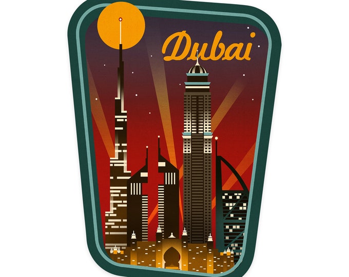 Sticker Dubai United Arab Emirates Retro Skyline Contour - Etsy