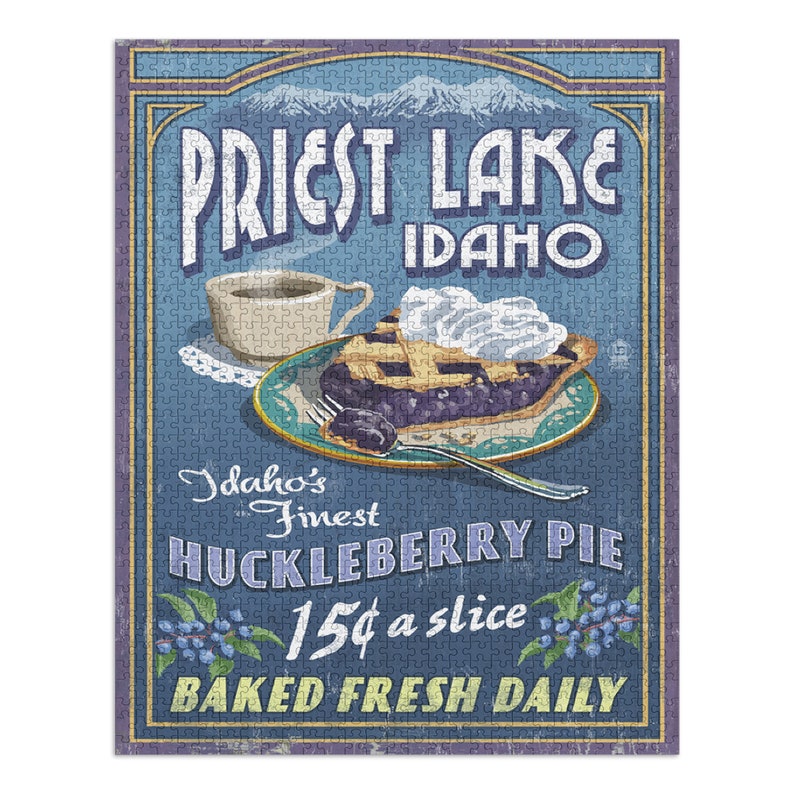 Puzzle Priest Lake Idaho Huckleberry Pie Vintage Sign 1000 - Etsy