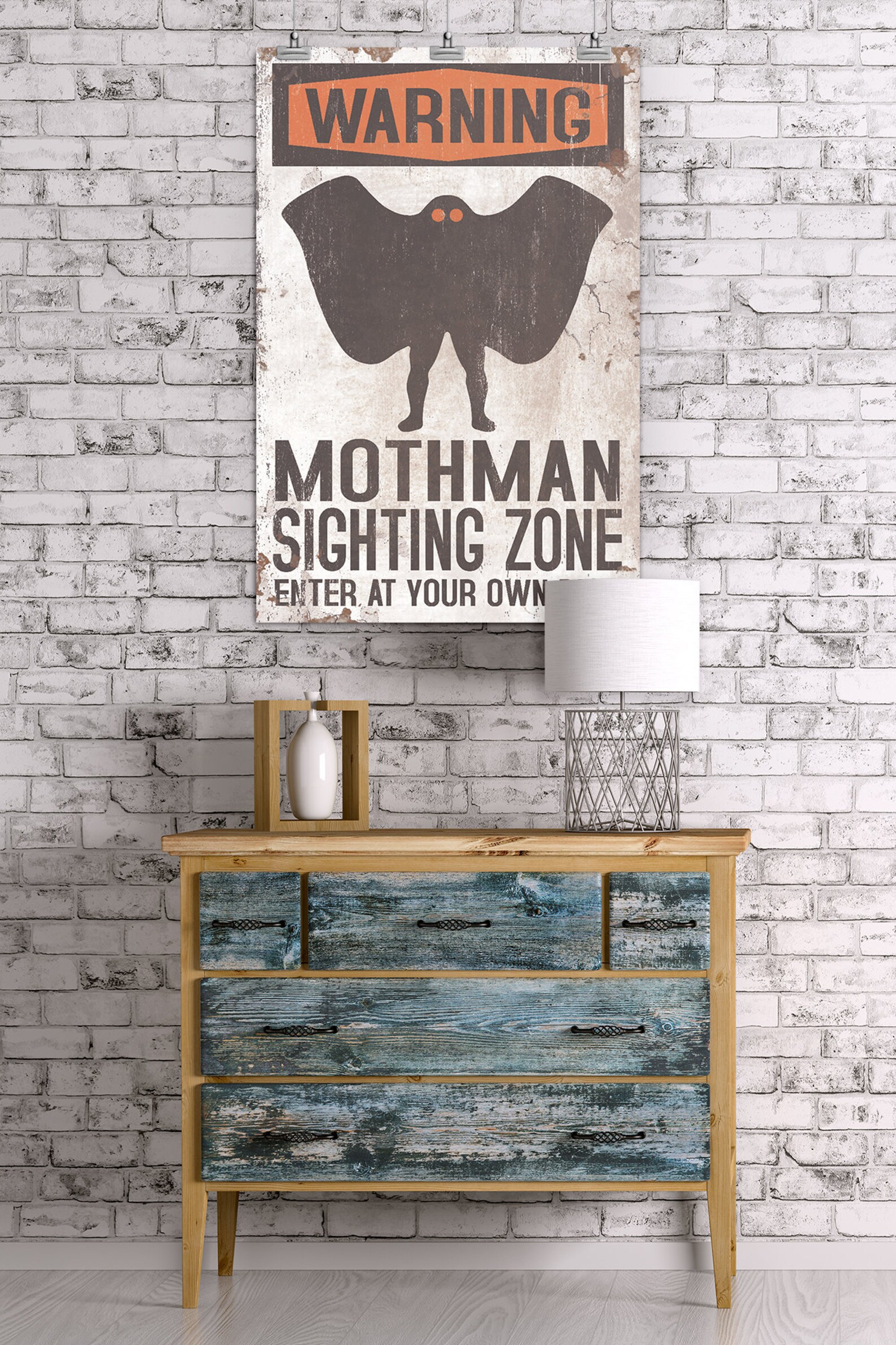 Prints Signs Mothman Cryptid Mothman Sighting Zone Enter - Etsy