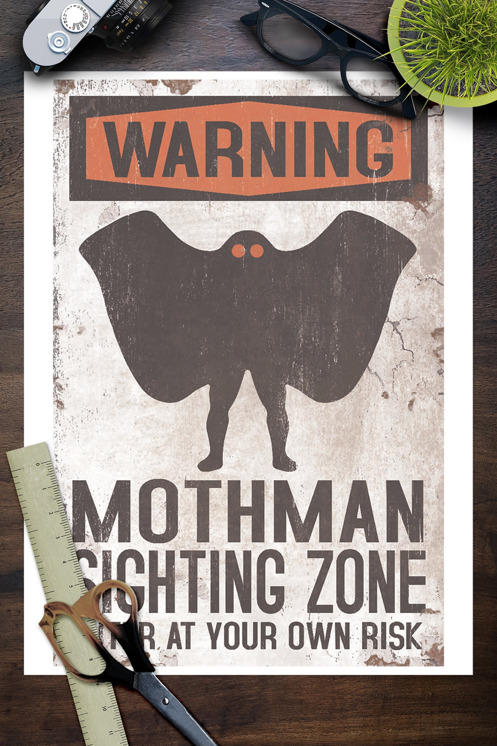 Prints Signs Mothman Cryptid Mothman Sighting Zone Enter - Etsy