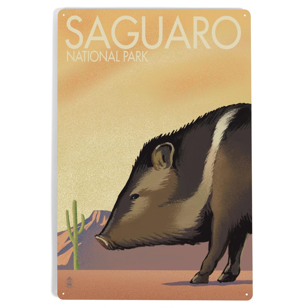 Metal Signs, Saguaro National Park, Arizona, Javelina, Lithograph ...
