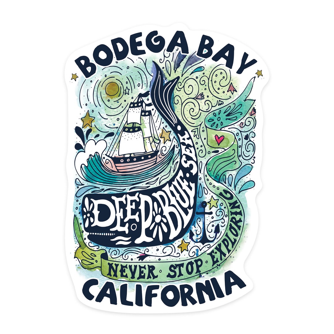 Sticker Bodega Bay California Watercolor Whale Nautical - Etsy