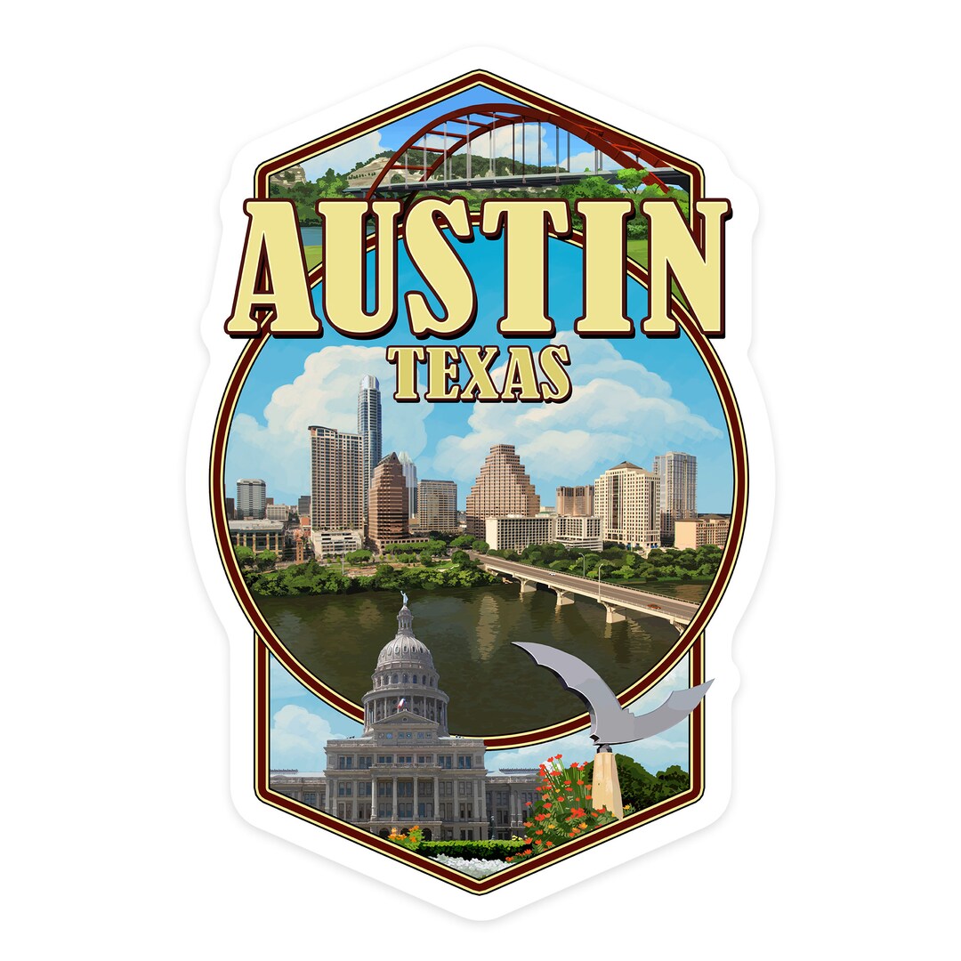 Sticker Austin Texas Montage Scenes Contour Vinyl Decal - Etsy