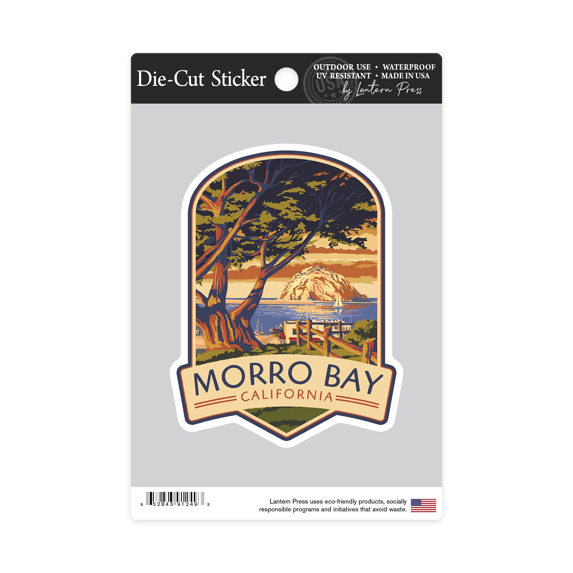 Sticker Morro Bay California Town View With Morro Rock | Etsy