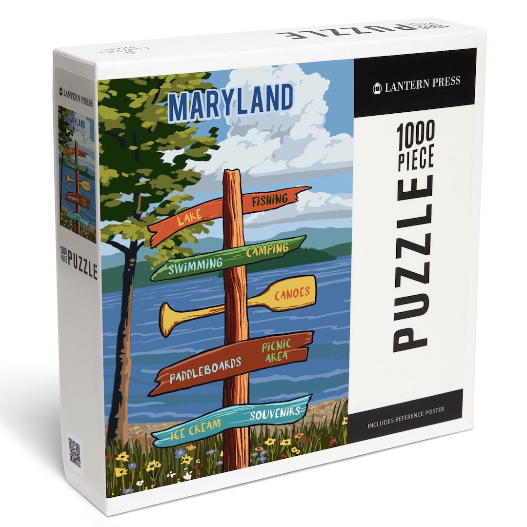 Puzzle, Maryland, Signpost, Lake and Flowers, 1000 Pieces, Unique ...