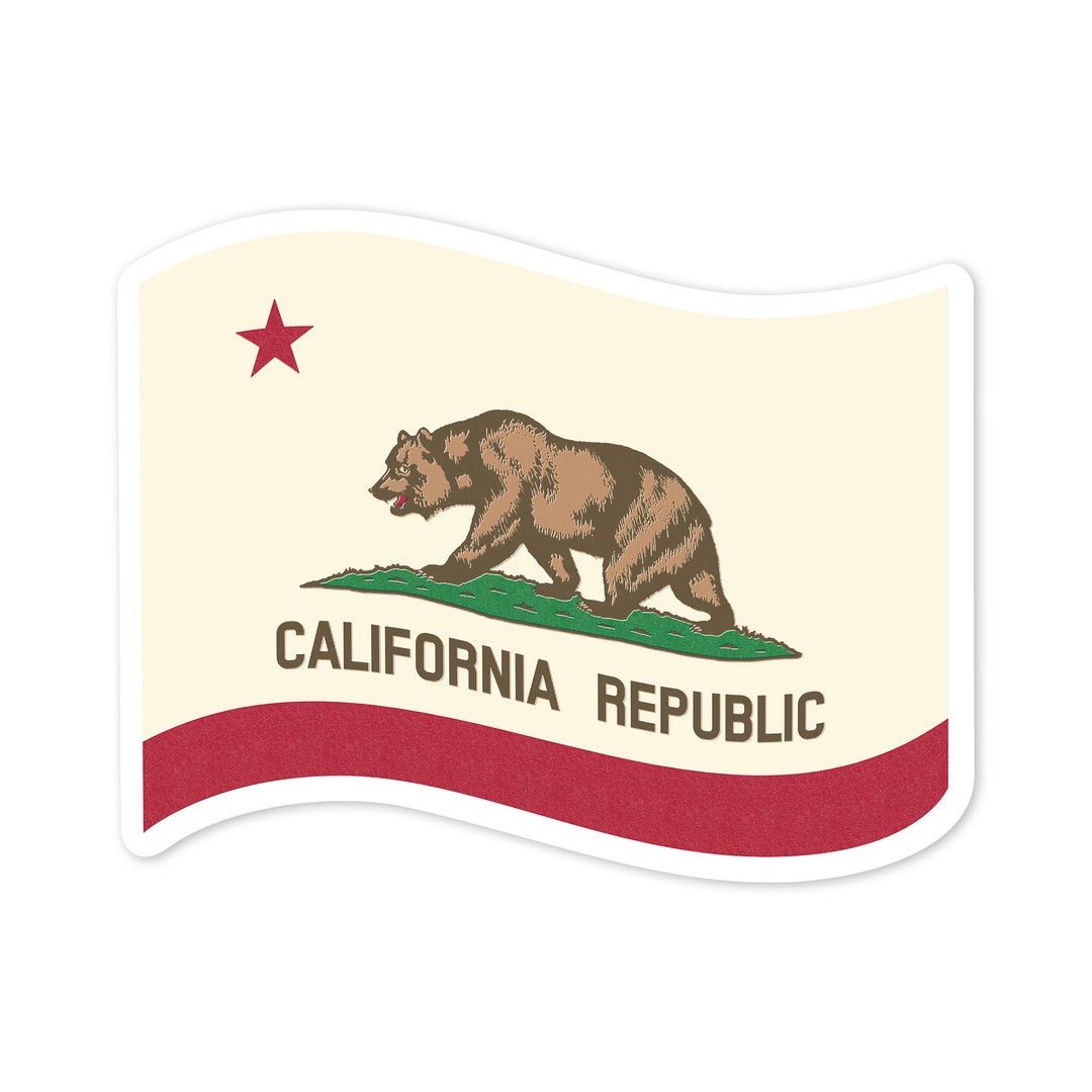 Sticker, California State Flag, Letterpress, Contour , Vinyl Die Cut ...
