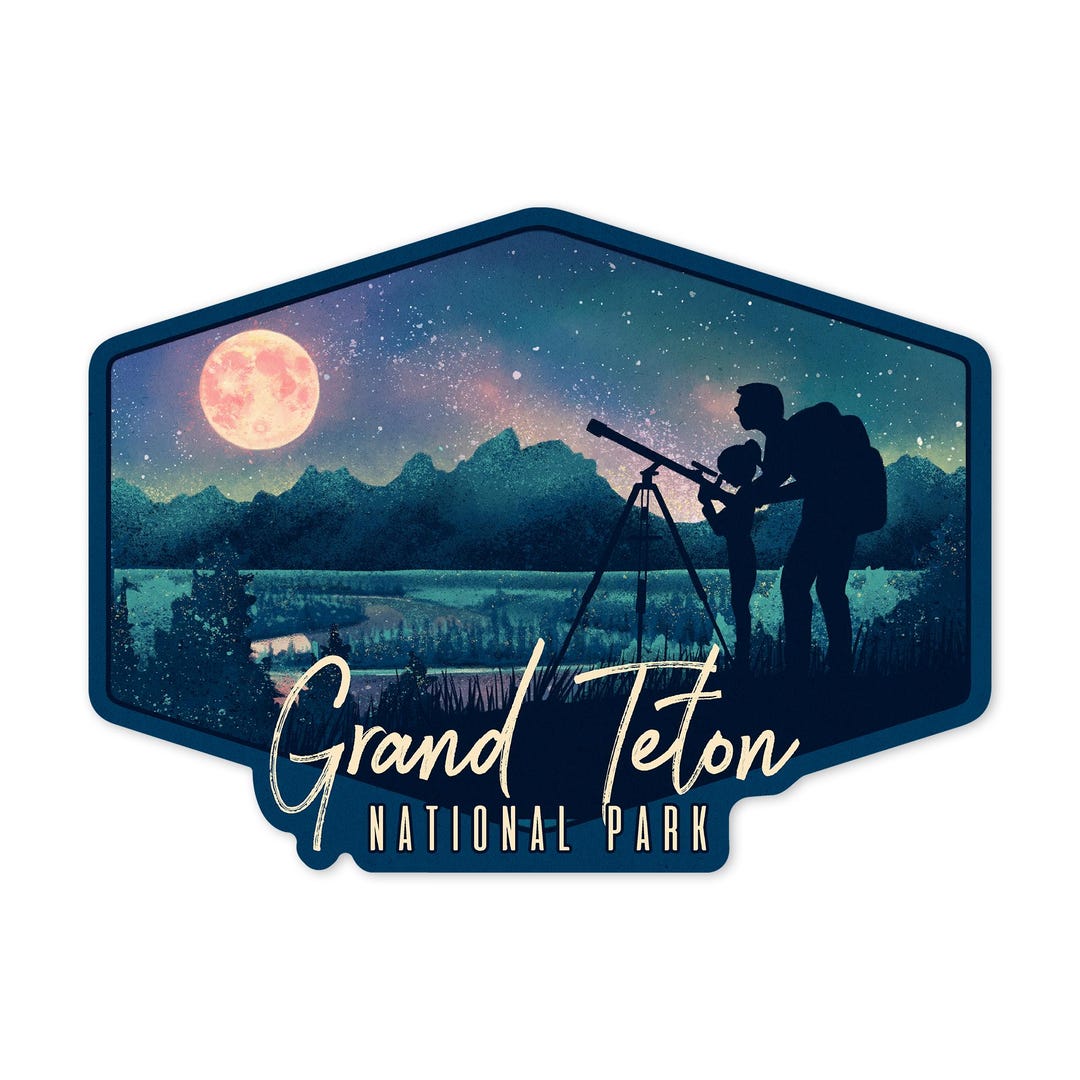 Sticker, Grand Teton National Park, Wyoming, Night Sky, Textured ...
