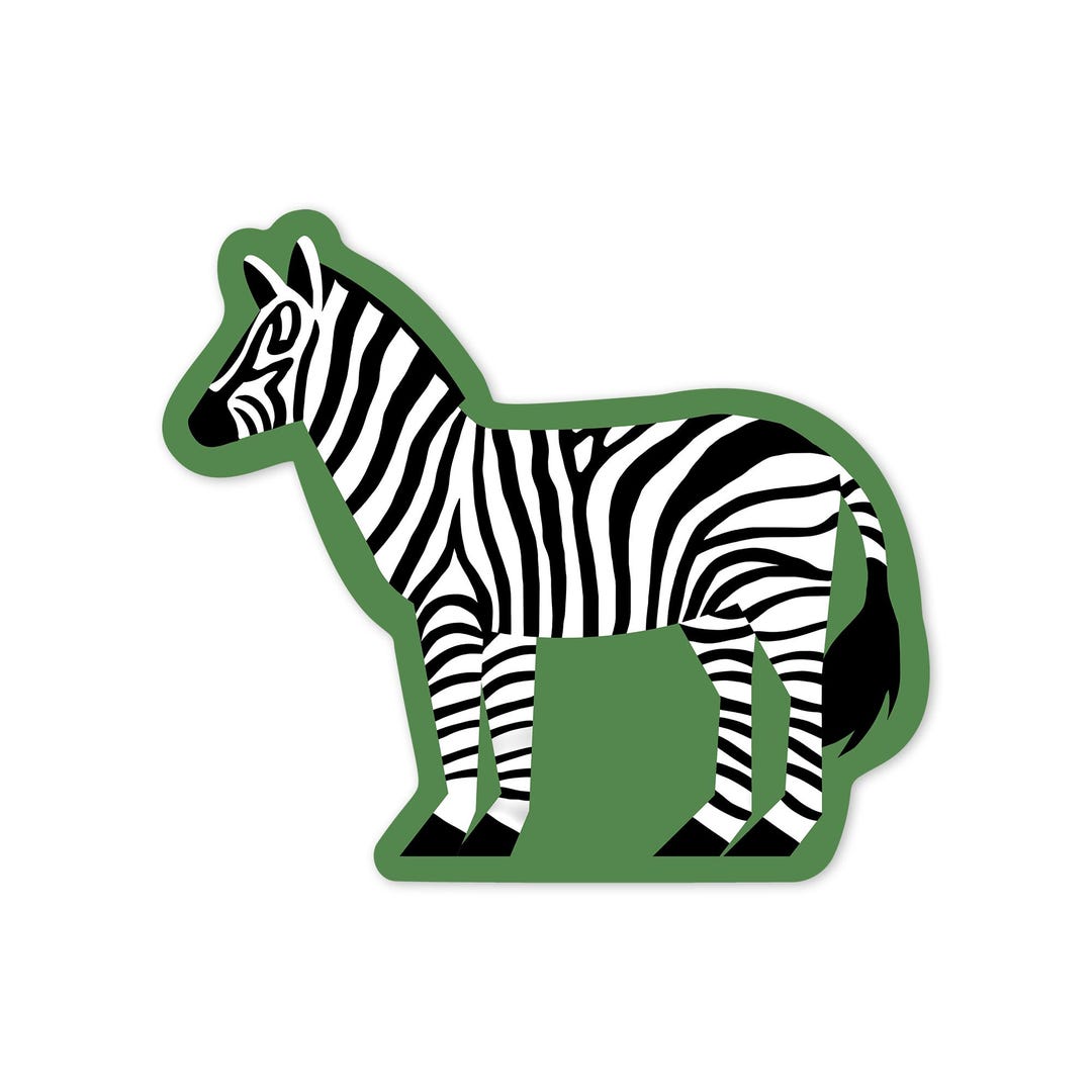 Sticker, Zebra, Retro Style, Contour , Vinyl Die Cut, Waterproof ...