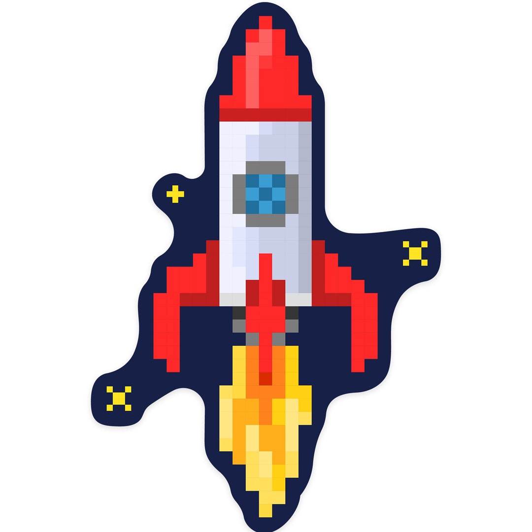 Pixel Rocket - 8 Bit 98931 (vinyl Die-cut Sticker, Indoor/outdoor) - Etsy