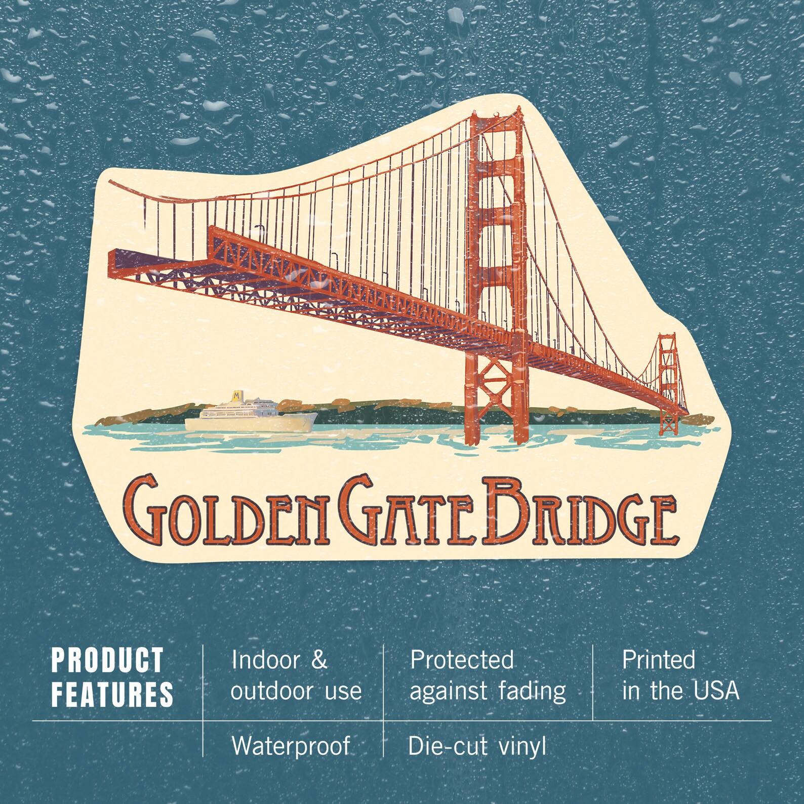 Sticker, San Francisco, California, Golden Gate Bridge, Contour , Vinyl ...