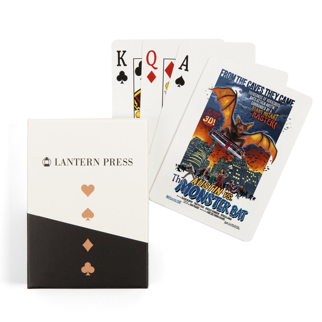 Playing Cards, Austin, Texas, Austin Vs the Monster Bat, B Movie Poster ...
