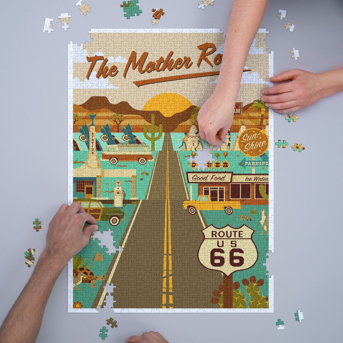 Puzzle Route 66 Mother Road Geometric Lantern Press | Etsy
