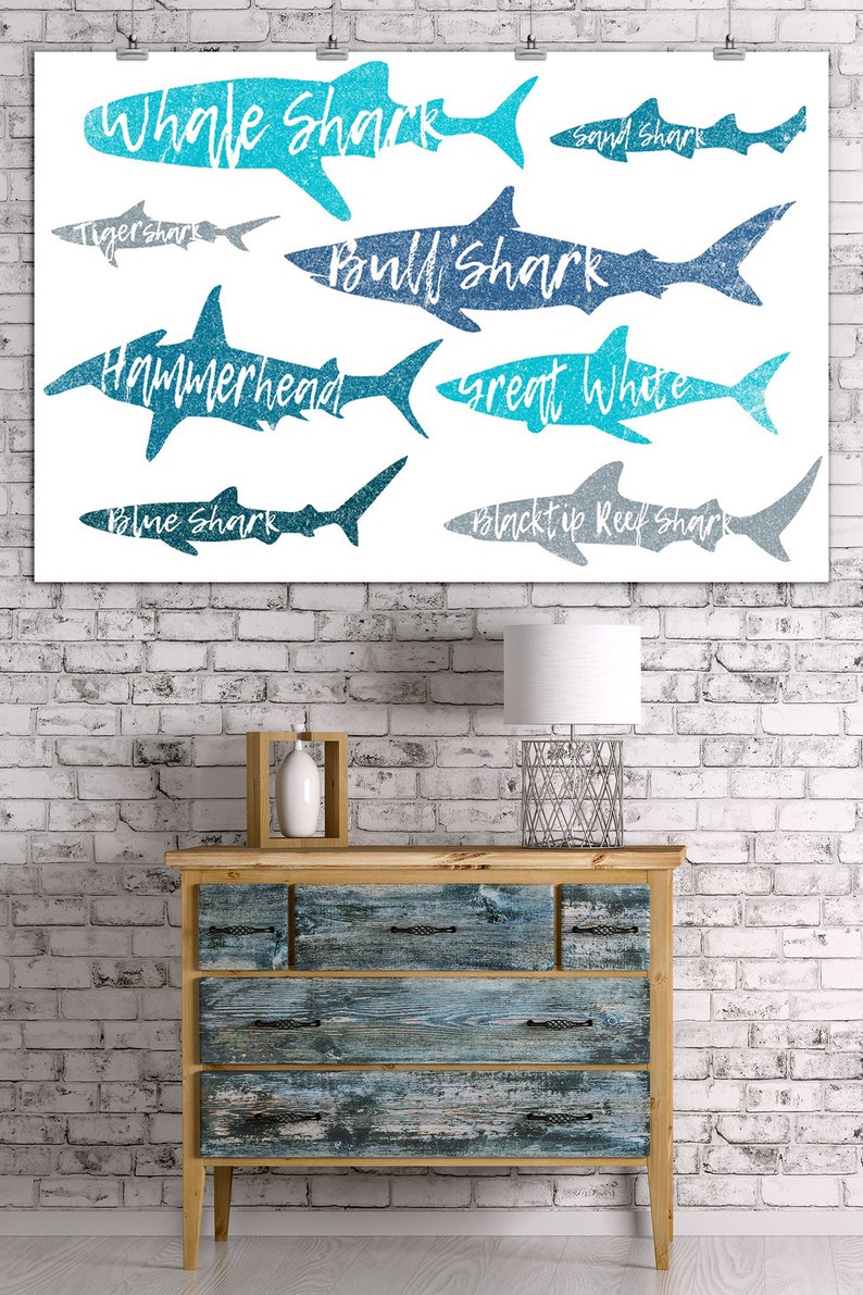 Prints Signs Sharks Pattern Shark Names Unique Metal Art - Etsy