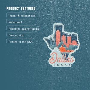 Sticker, Dallas, Texas, Whimsy City Collection, State and Skyline ...