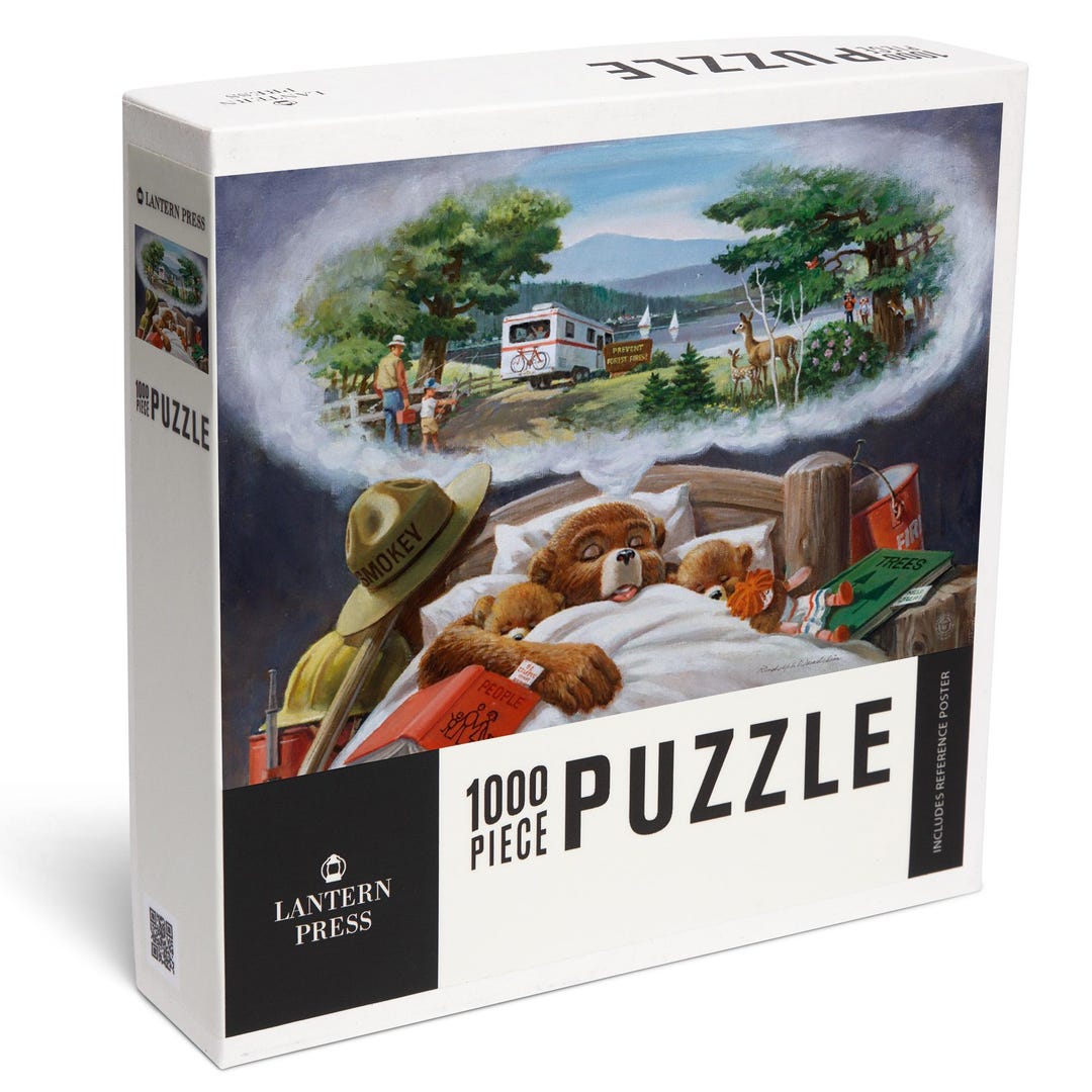 Puzzle, Smokey Bear, in Bed Dreaming, Officially Licensed Vintage ...