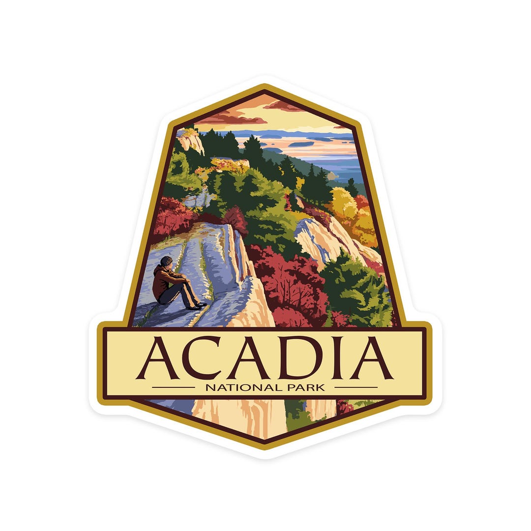 Sticker, Acadia National Park, Maine, Cadillac Mountain, Painterly ...