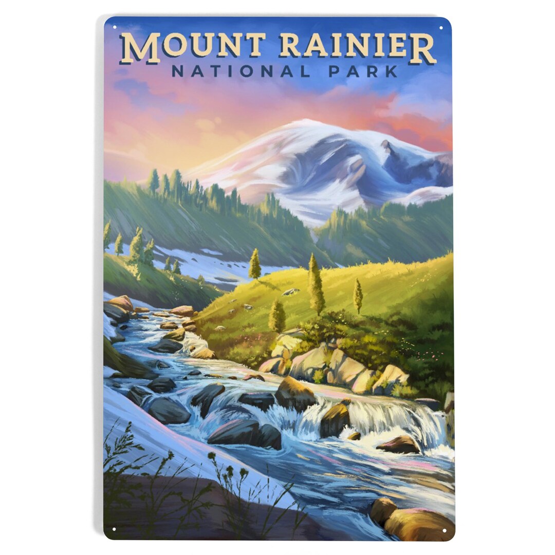 Metal Signs, Mount Rainier National Park, Washington, Oil Painting ...