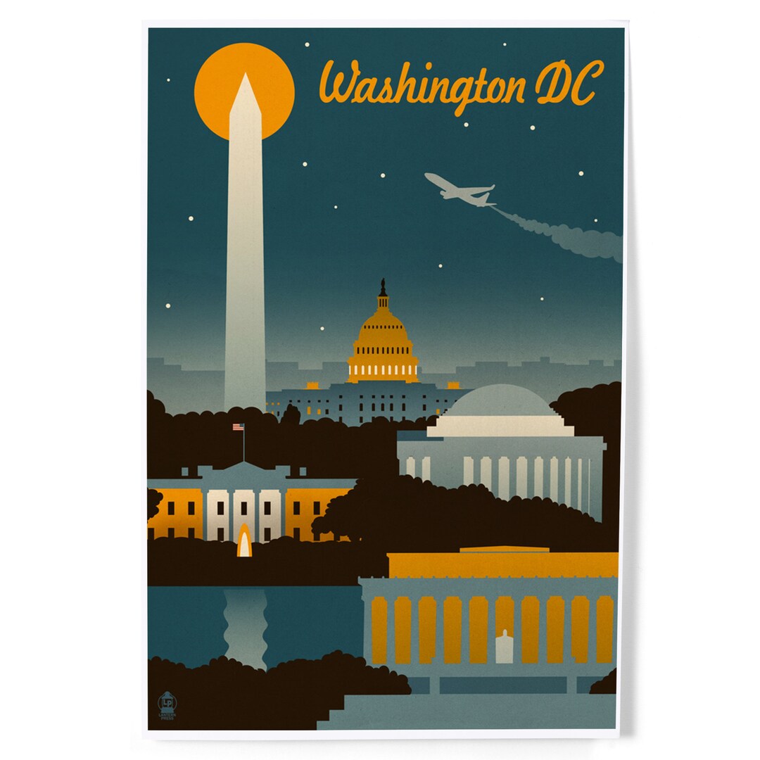 Prints, Washington, DC, Retro Skyline, Posters, Hang Ready - Etsy