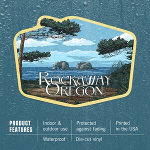 Sticker, Rockaway Beach, Oregon, Twin Rocks, Contour , Vinyl Die Cut ...