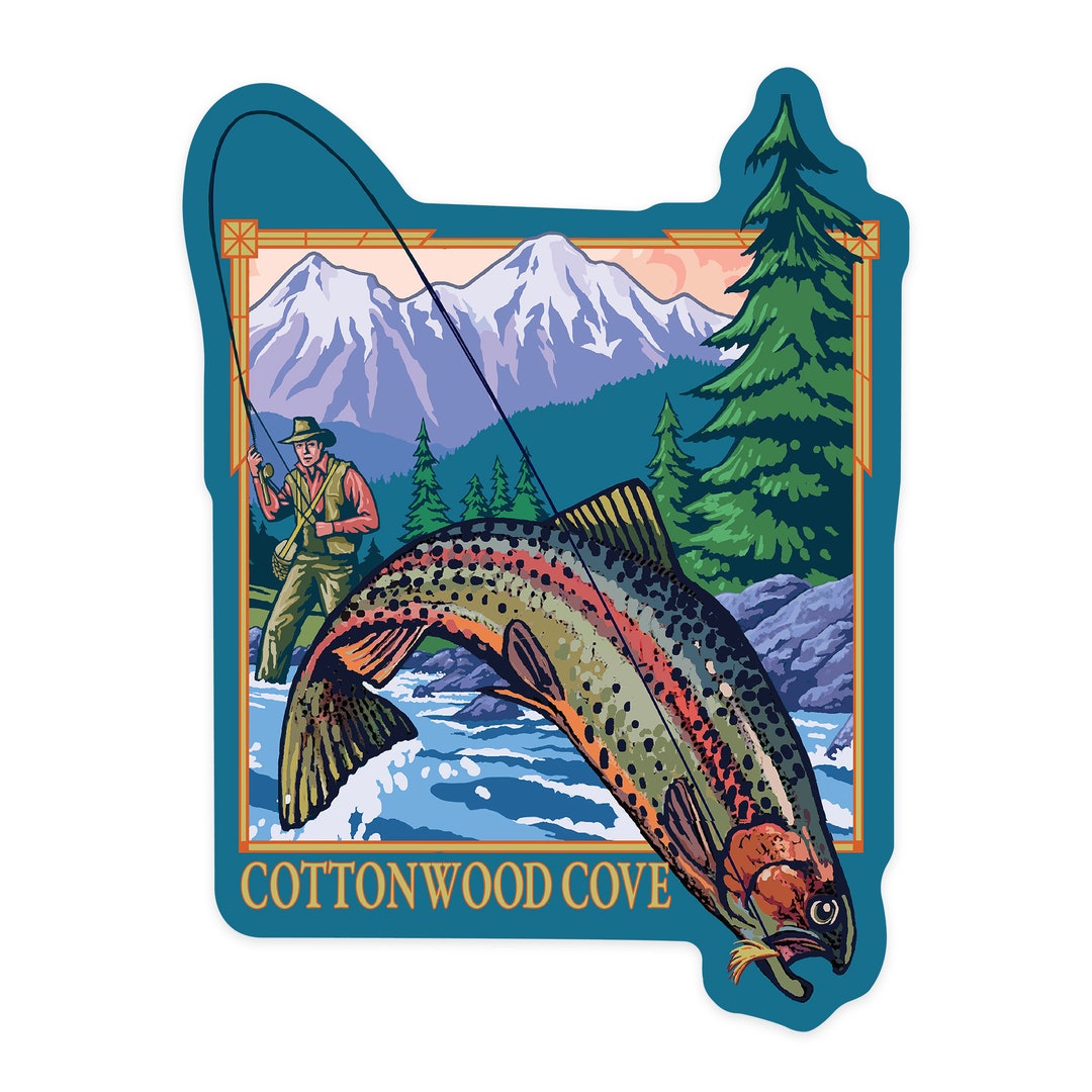 Sticker Cottonwood Cove Colorado Angler Fly Fishing Scene - Etsy