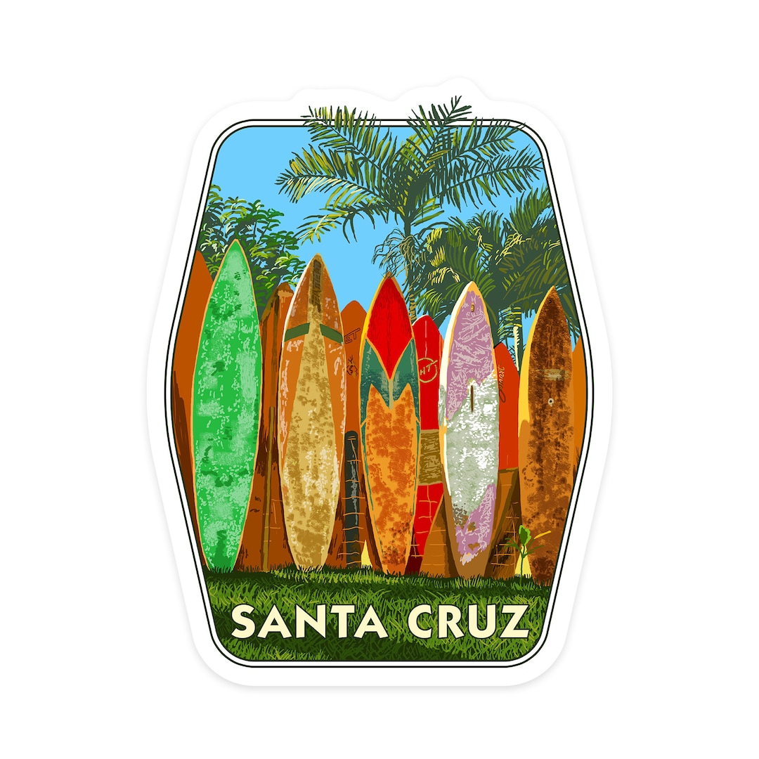 Sticker Santa Cruz California Surfboard Fence Contour - Etsy