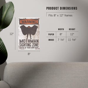 Prints, Signs, Mothman, Cryptid, Mothman Sighting Zone, Enter at Your ...